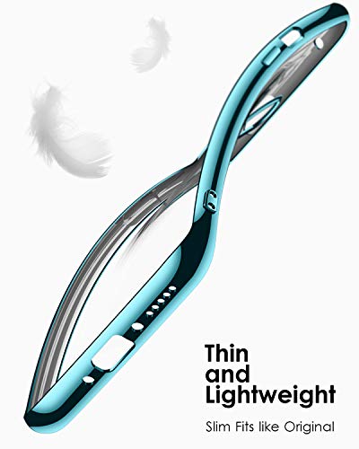 DTTO for Oneplus 7 Pro Case, Soft TPU Clear Stylish Cover All-Round Protection Anti-Falling Case with Metal Luster Edge for Oneplus 7 Pro,Sky Blue