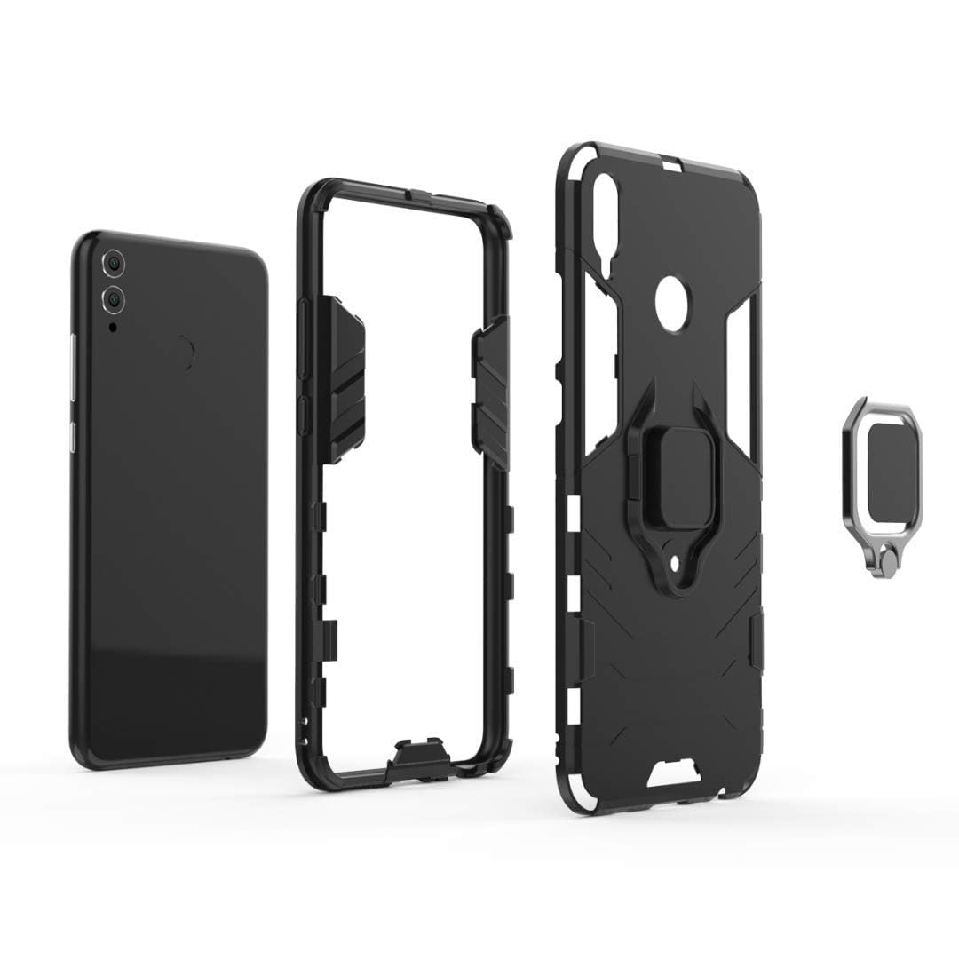 for Huawei Honor 8X Case,Hybrid Heavy Duty Shockproof Armor Dual Layer Protection Defender Back Case Cover for Huawei Honor 8X Tempered Glass Screen Protector (Red)