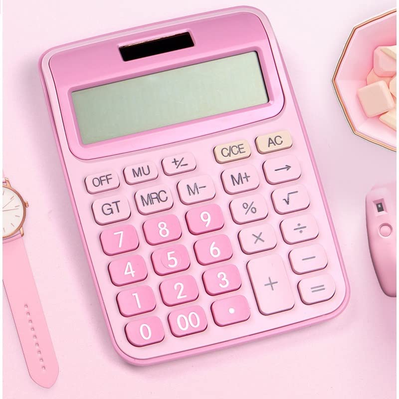 MJWDP 12Digit Desk Calculator Large Buttons Financial Business Accounting Tool Battery and Solar Power School Office Small Supplies