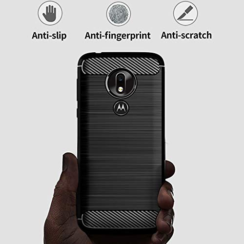 Moto G7 Power Case,Moto G7 Supra Case,Slim Soft Skin Silicone TPU Flexible Rubber Lightweight Shock Absorption Anti-Scratch Protective Case Cover for Motorola G7 Power,Brushed Black