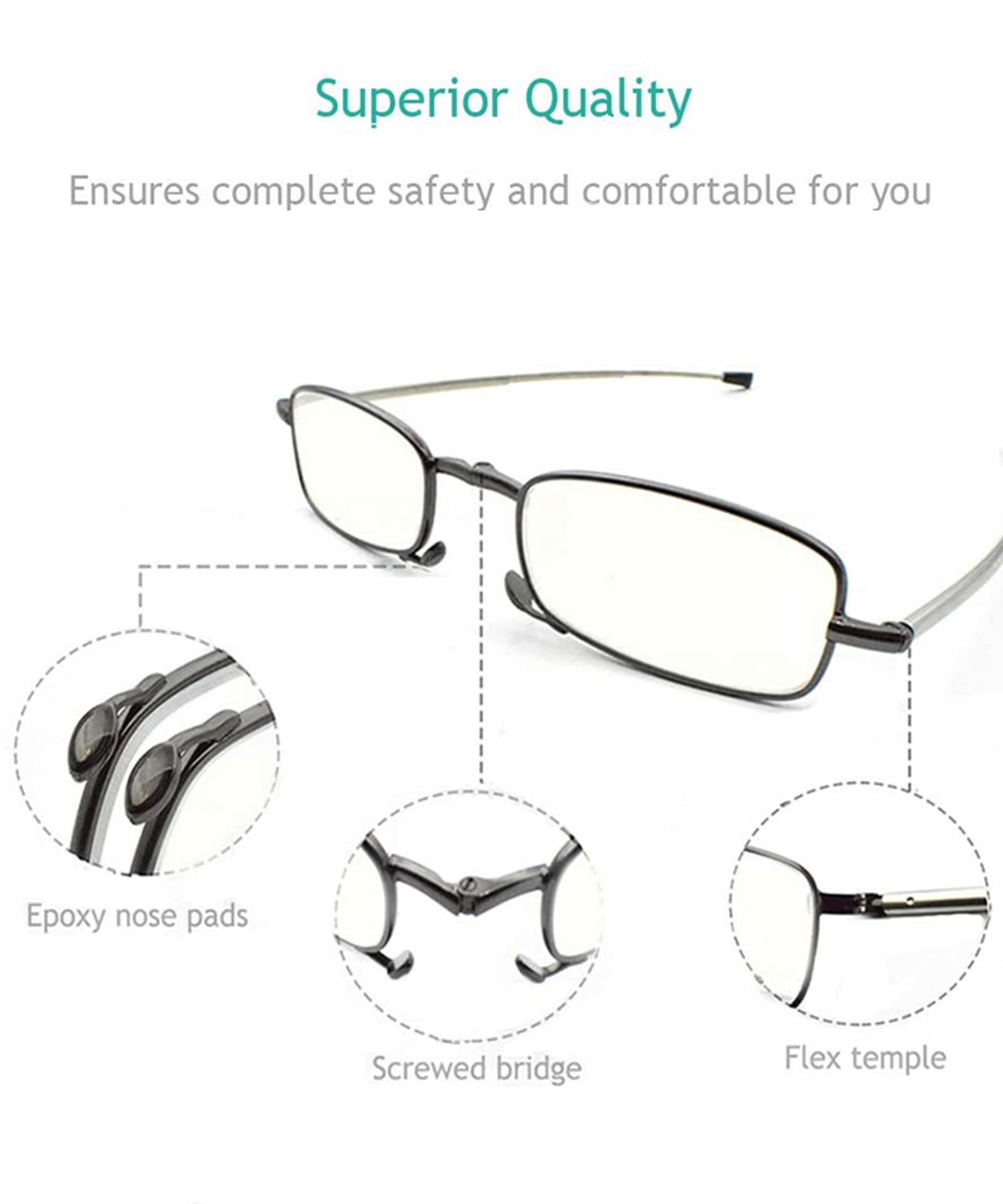 sevenplus 2 Pack Reading Glasses Blue Light Blocking, Anti UV Glare, Foldable Computer Spring Hinge Readers for Women Man 2.0X
