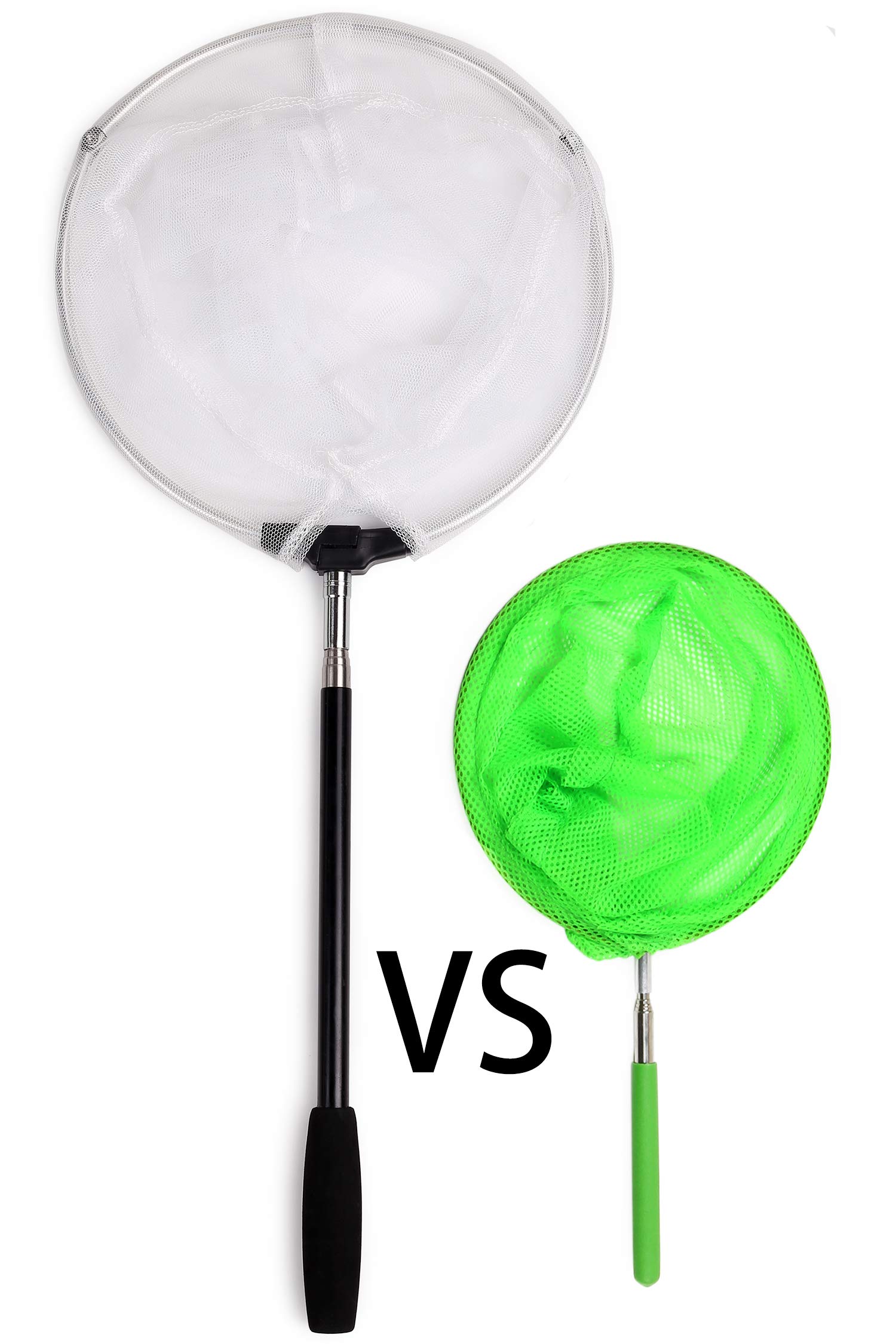 RESTCLOUD Insect and Butterfly Net with 12" Ring, 24" Net Depth, Handle Extends to 59 Inches (10" Ring, 48" Handle)