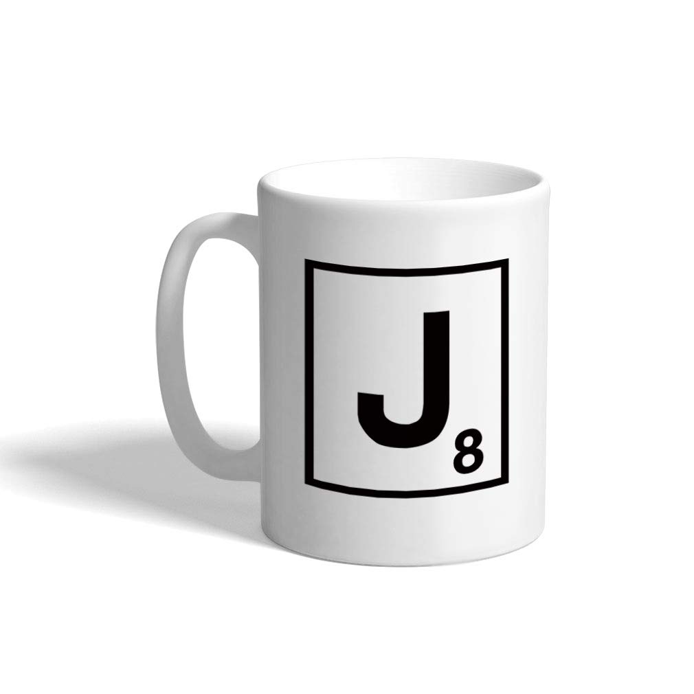 Custom Funny Coffee Mug Coffee Cup"J" Scrabble Initial Monogram Letter J White Ceramic Tea Cup 11 OZ Design Only