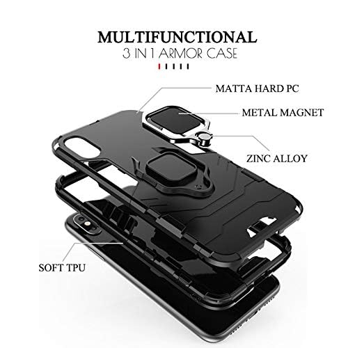 for Huawei Honor 8X Case,Hybrid Heavy Duty Shockproof Armor Dual Layer Protection Defender Back Case Cover for Huawei Honor 8X Tempered Glass Screen Protector (Red)