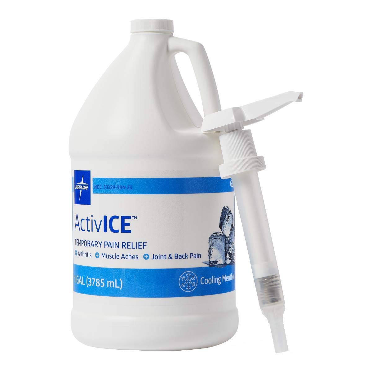 Medline ActivICE Topical Pain Reliever Analgesic Gel, 1-Gallon Pump Bottle, 1 Count