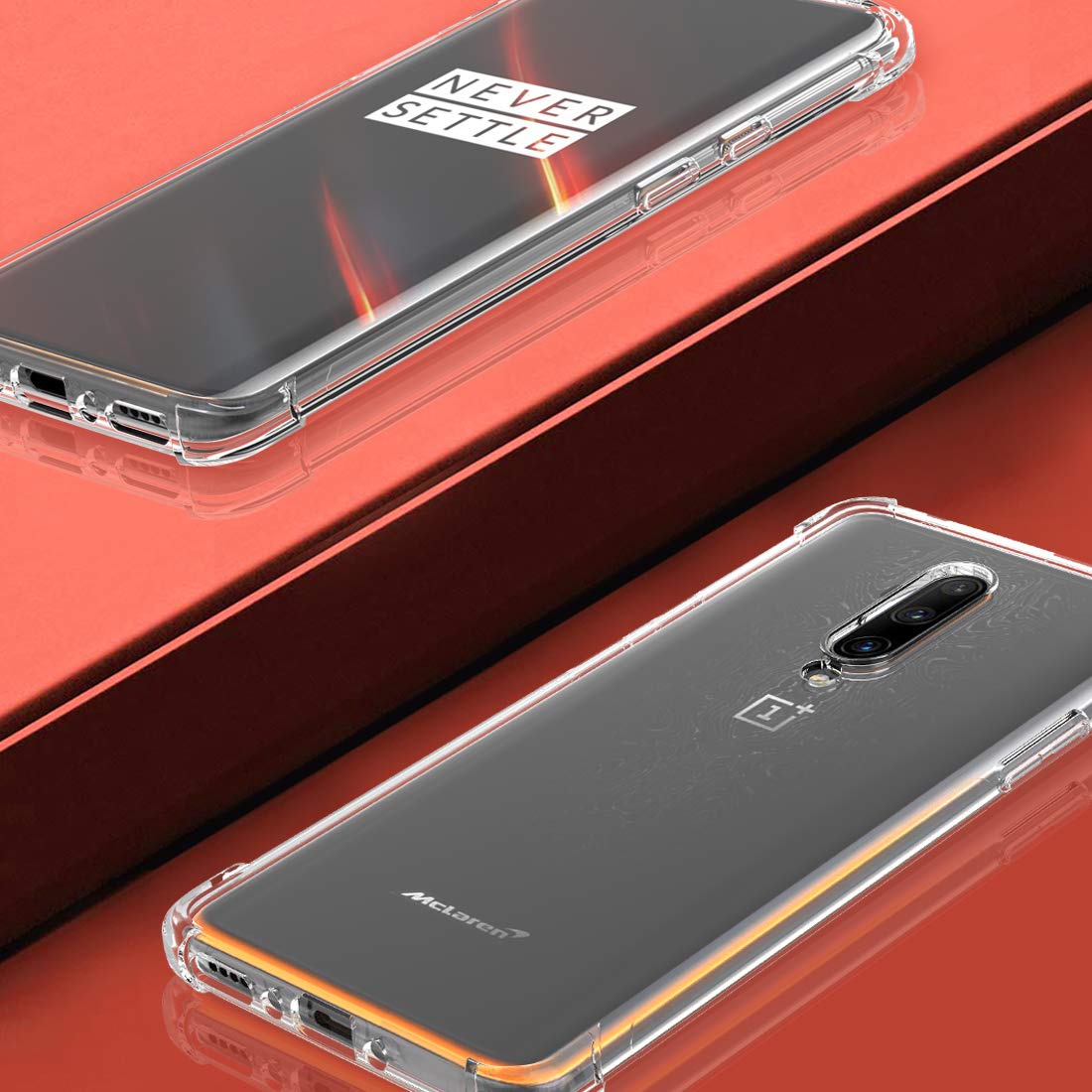 Osophter for Oneplus 7T Pro Case Clear Transparent Reinforced Corners TPU Shock-Absorption Flexible Cell Phone Cover for One Plus 7T Pro 5G McLaren (Clear)