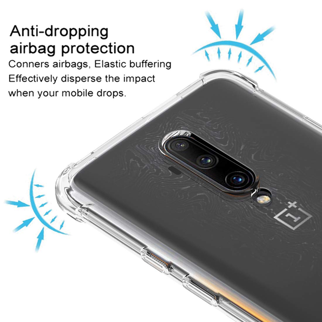Osophter for Oneplus 7T Pro Case Clear Transparent Reinforced Corners TPU Shock-Absorption Flexible Cell Phone Cover for One Plus 7T Pro 5G McLaren (Clear)