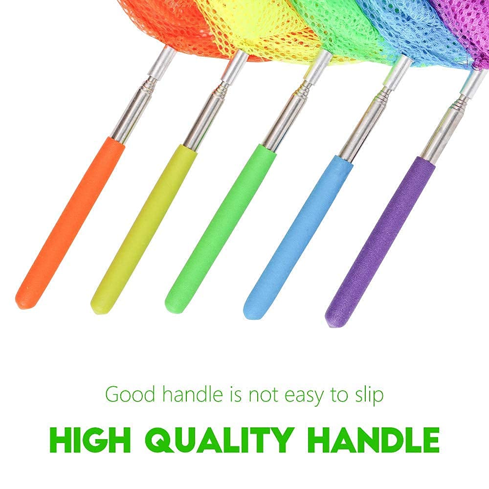 Kids Telescopic Butterfly Fishing Nets for Kids Catching Insect Net Outdoor Tools for Catching Bugs Fish Insect Ladybird, Extendable 34 Inches and Anti Slip Grip