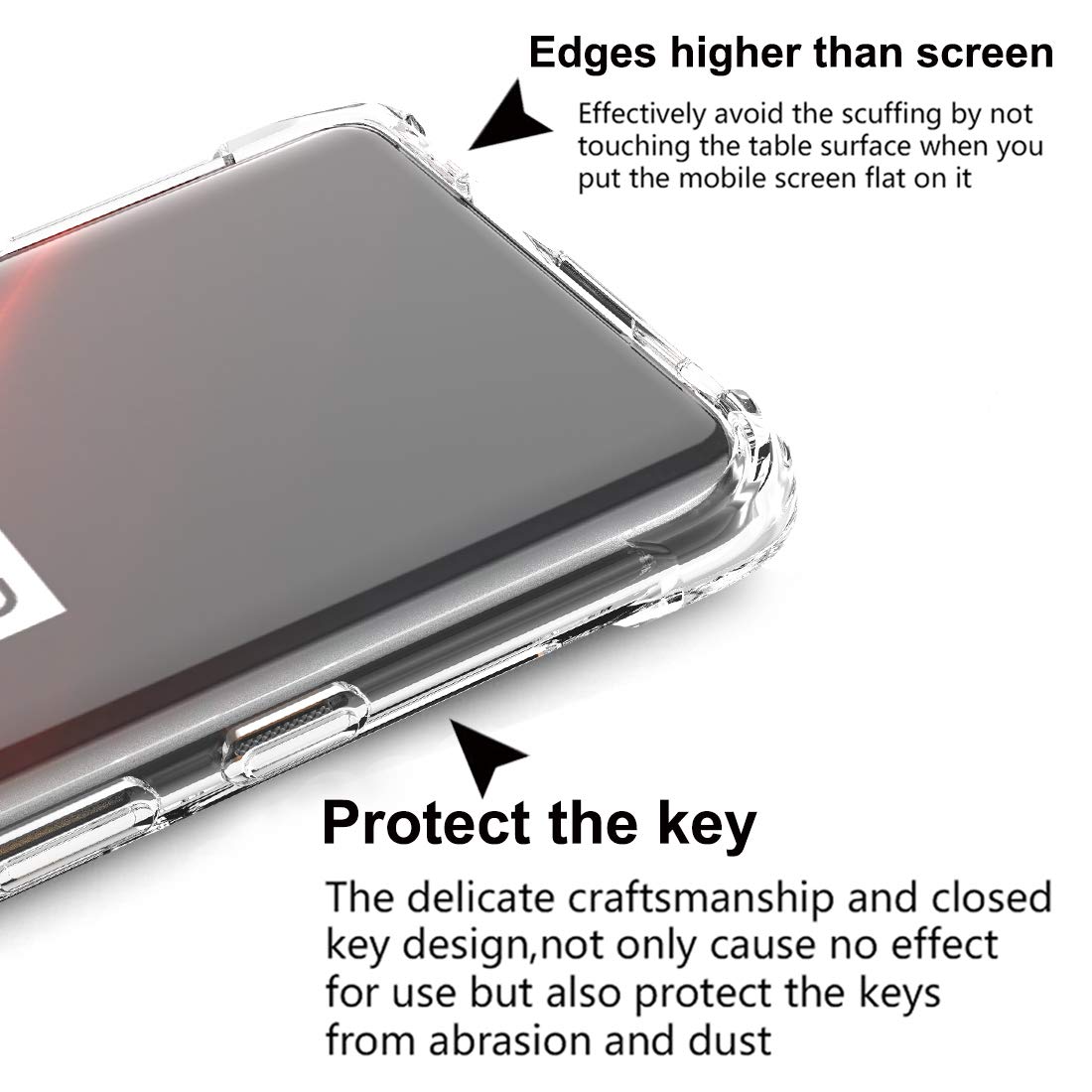 Osophter for Oneplus 7T Pro Case Clear Transparent Reinforced Corners TPU Shock-Absorption Flexible Cell Phone Cover for One Plus 7T Pro 5G McLaren (Clear)