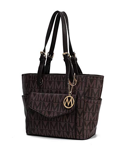 MKF Shoulder Bag for Women: PU Leather Top Handle Tote Handbag – Lady Fashion Satchel Pocketbook, Signature Purse Chocolate