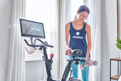 Echelon Smart Connect Fitness Bike, 30-Day Free Echelon Membership, Easy Storage, Small Spaces, Cushioned Seat, Solid, HIIT, Top Instructors, 32 Resistance Levels, Bluetooth, EX5S-22