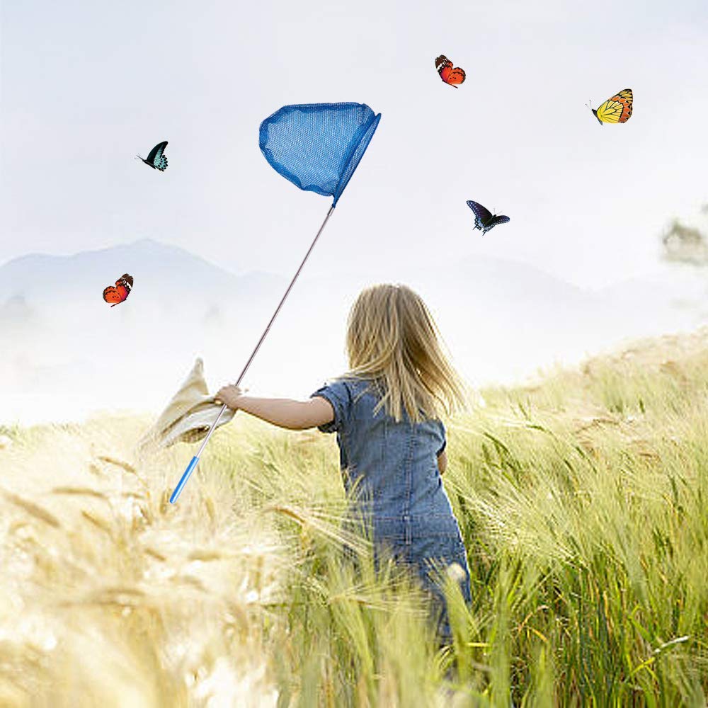 Kids Telescopic Butterfly Fishing Nets for Kids Catching Insect Net Outdoor Tools for Catching Bugs Fish Insect Ladybird, Extendable 34 Inches and Anti Slip Grip