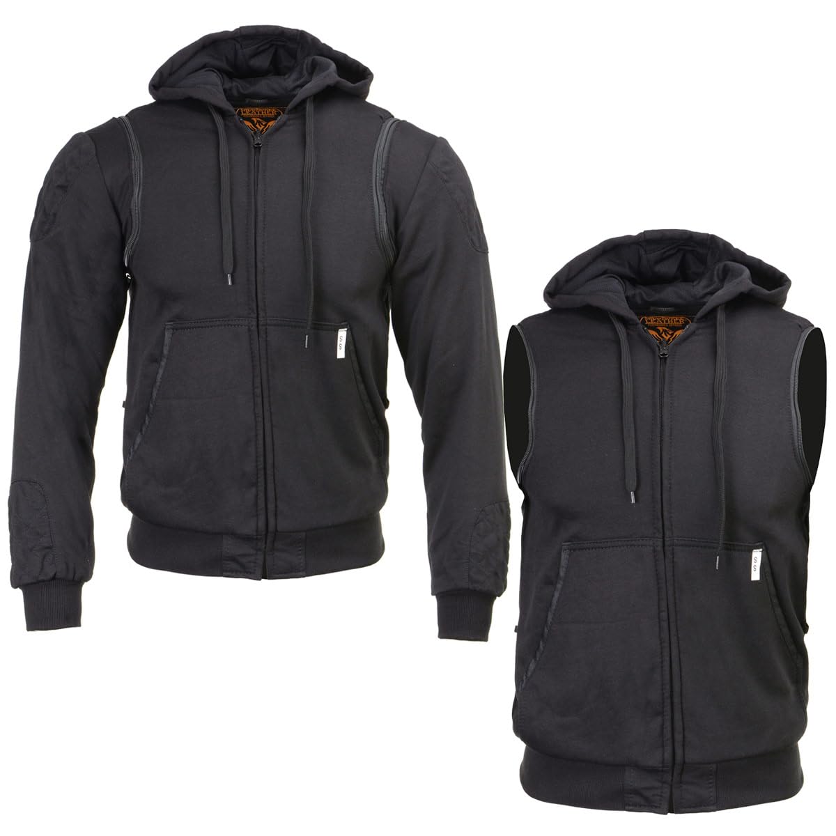 Milwaukee Leather MDM3020 Men's Black Denim '5-in-1' Club Style Vest with Removable Hoodie - Large