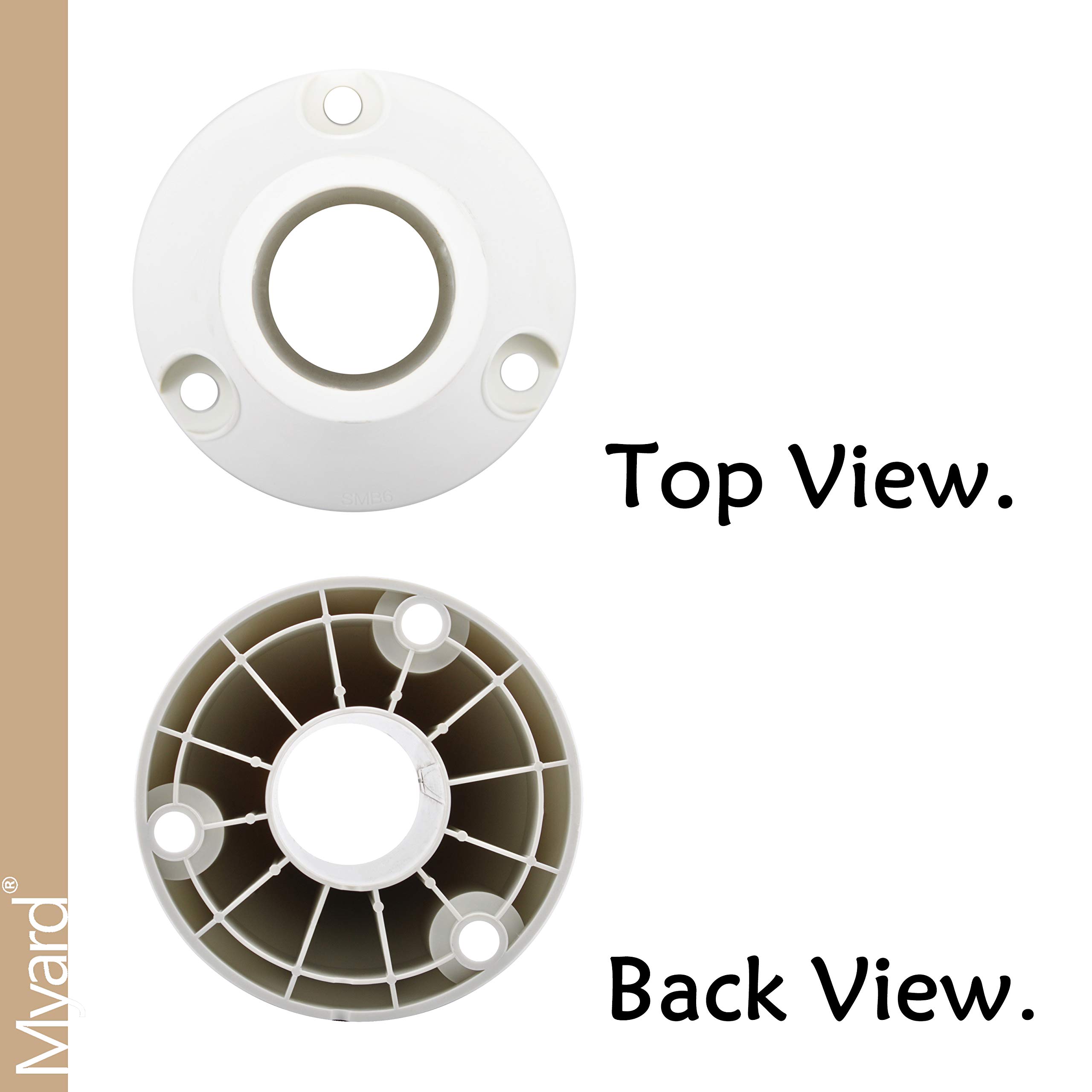 SMB3 Myard 3" Surface Mount Base Anchor Flange for 1.9" Swimming Pool Rail Handrail Ladder to Concrete or Wood Deck (Ivory White, 1-Pack)
