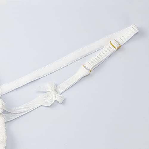 4 Piece Women Lace Lingerie Set with Garter Belts and Stockings Unlined Balconette Bra with Underwire White