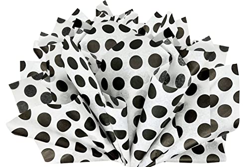 Flexicore Packaging | Polka Dot Gift Wrap Tissue Paper | Size: 15 Inch X 20 Inch | Count: 50 Sheets | Color: | DIY Craft, Art, Wrapping, Decorations (Black, 50 Sheets)