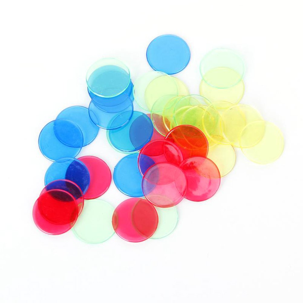 STOBOK Bingo Transparent Counters Bingo Counting Chips Markers Bingo Supplies Size 40Pcs (Light Green)