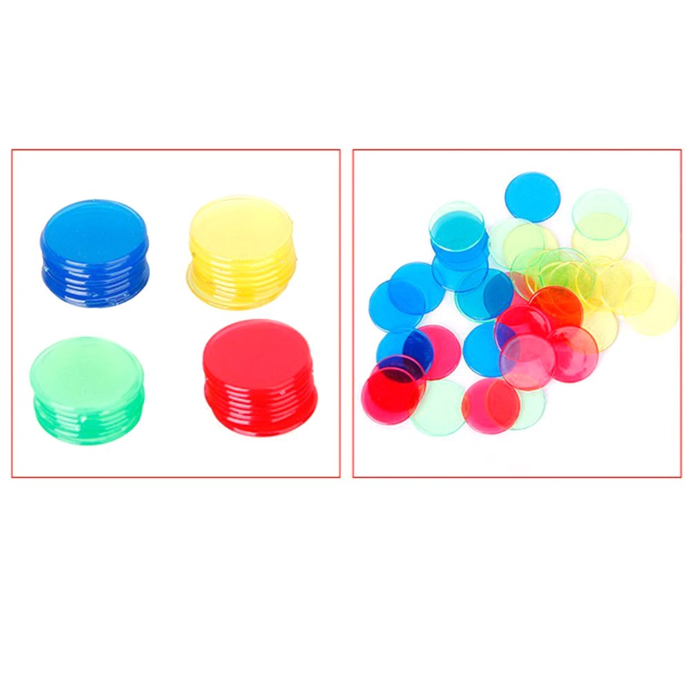 STOBOK Bingo Transparent Counters Bingo Counting Chips Markers Bingo Supplies Size 40Pcs (Light Green)