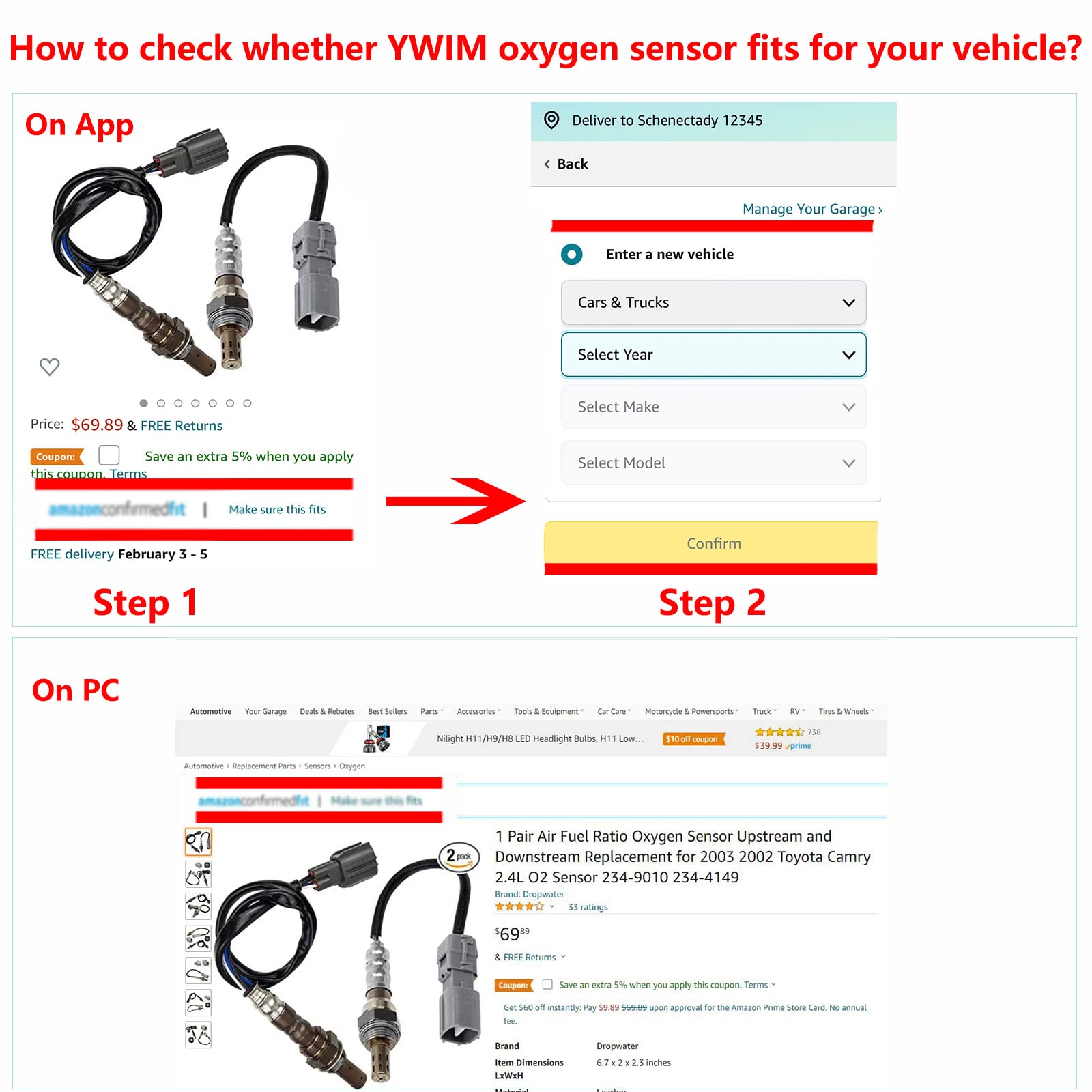 Dropwater Downstream O2 Oxygen Sensor Replacement for Lexus 2003-1999 Rx300 3L,Replaces#234-4215