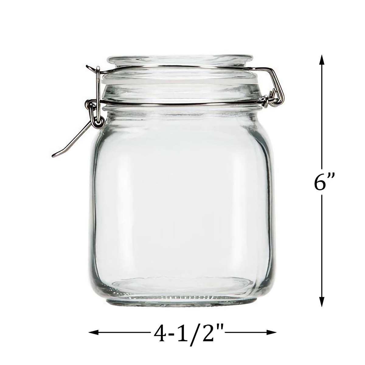 Kingrol 4 Pack 34 Ounces Glass Jars, Wide Mouth Storage Canister Jars with Bail and Trigger Clamp Lids for Pickling, Preserving, Canning, Dry Food Storage