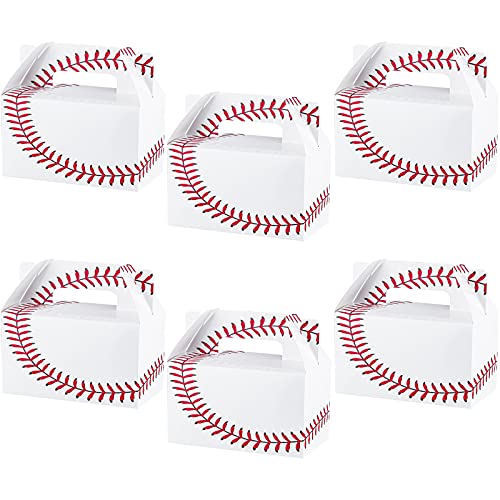 durony 6.2" Baseball Favor Boxes 24 PCS Cardboard Treat Boxes Baseball Sports Theme Party Gift Box Candy Snack Goodie Bags for Kids Adults Baby Shower Baseball Party Supplies