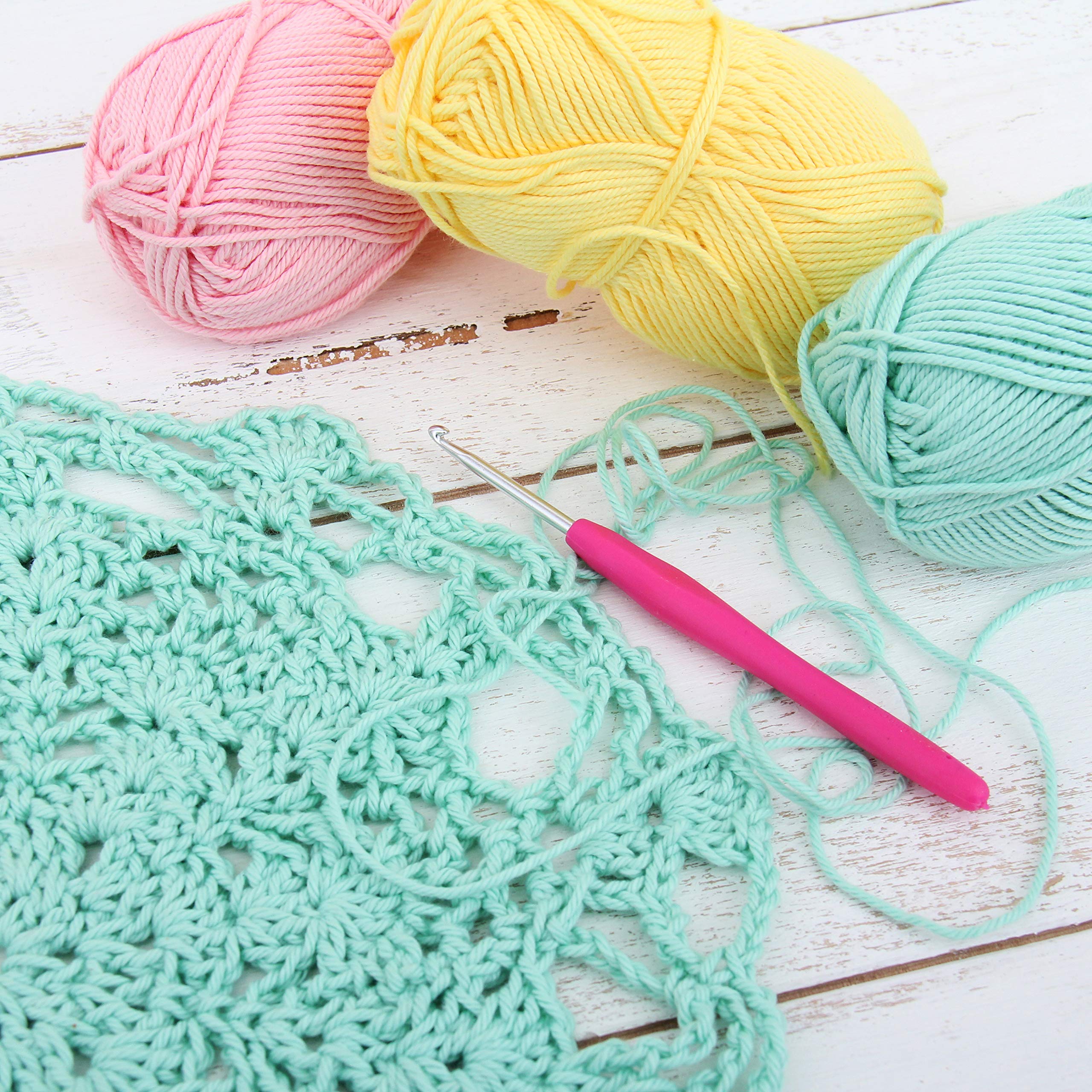 Threadart 100% Pure Cotton Crochet Yarn | 50 gram Skeins | Worsted Medium #4 Yarn | 85 yds per Skein | 30 Colors Available | Lt. Blue #3541