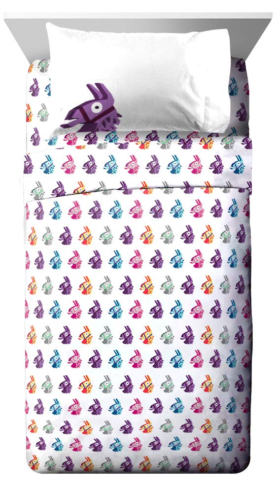 Jay Franco Fortnite Llama Warhol 5 Piece Full Bed Set - Includes Reversible Comforter & Sheet Set Bedding - Super Soft Fade Resistant Microfiber (Official Fortnite Product)