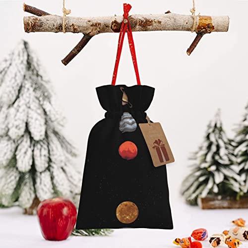 Drawstrings Christmas Gift Bags Galaxy-Starry-Sky-Planets Presents Wrapping Bags Xmas Gift Wrapping Sacks Pouches Medium