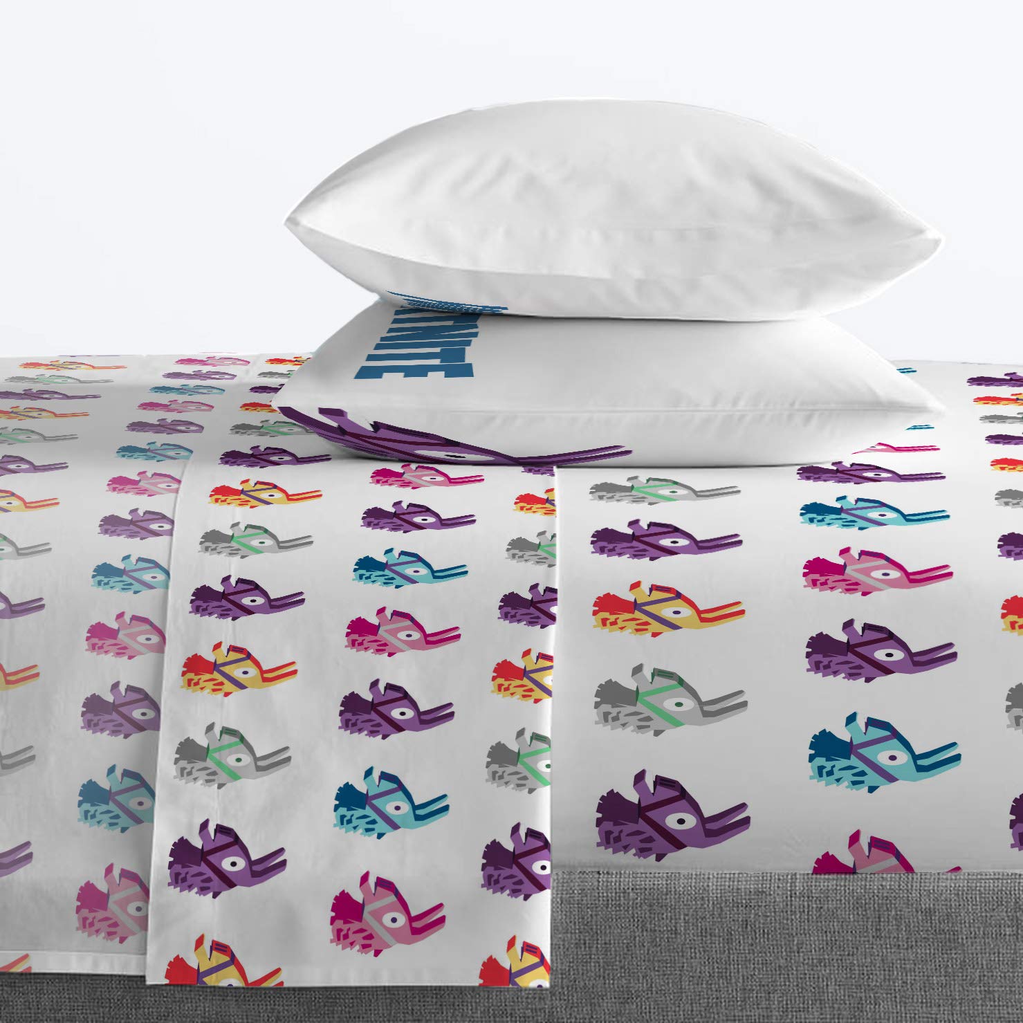Jay Franco Fortnite Llama Warhol 5 Piece Full Bed Set - Includes Reversible Comforter & Sheet Set Bedding - Super Soft Fade Resistant Microfiber (Official Fortnite Product)