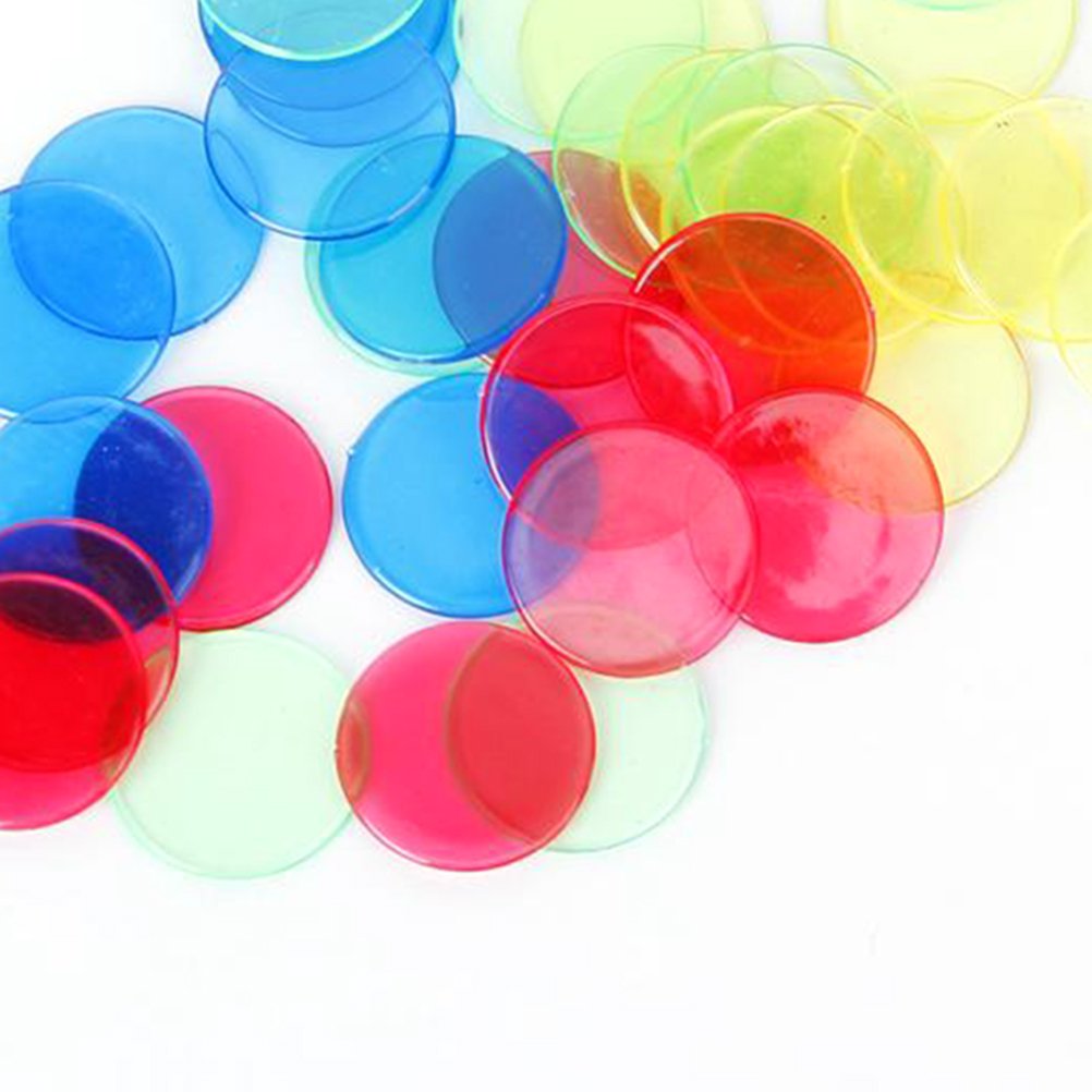 STOBOK Bingo Transparent Counters Bingo Counting Chips Markers Bingo Supplies Size 40Pcs (Light Green)