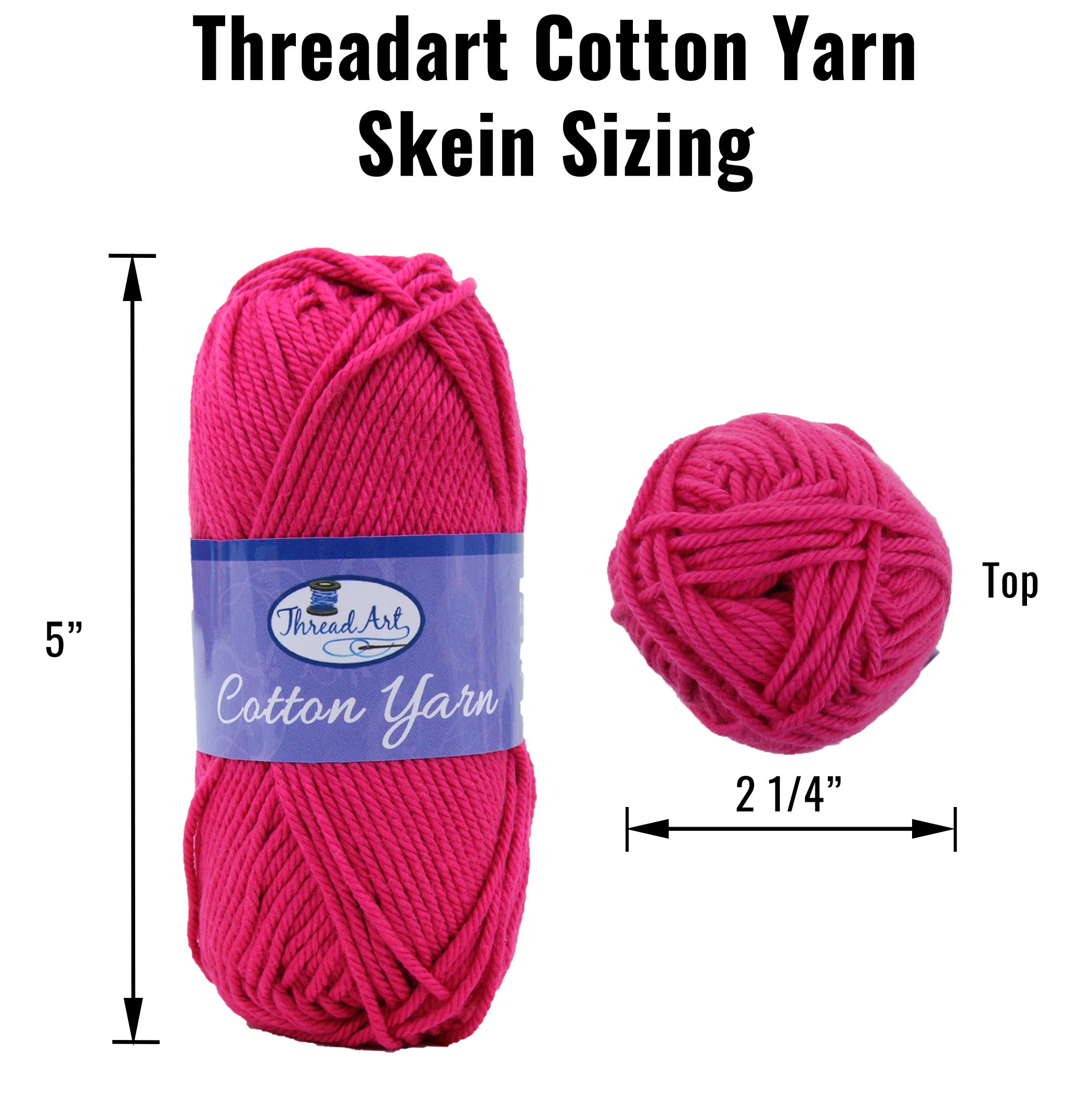 Threadart 100% Pure Cotton Crochet Yarn | 50 gram Skeins | Worsted Medium #4 Yarn | 85 yds per Skein | 30 Colors Available | Lt. Blue #3541