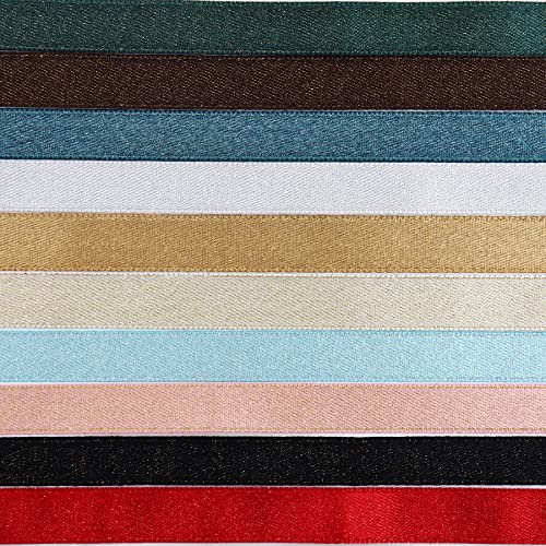 BAORJCT 20 Colors 40 Yard Gold and Silver Glitter Ribbon 3/8" Wide, 2 Yard/roll,20 Rolls, for Bows Crafts Gifts Party Wedding,Engagement, Bridal Shower Gift Wrapping
