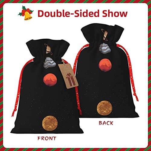 Drawstrings Christmas Gift Bags Galaxy-Starry-Sky-Planets Presents Wrapping Bags Xmas Gift Wrapping Sacks Pouches Medium
