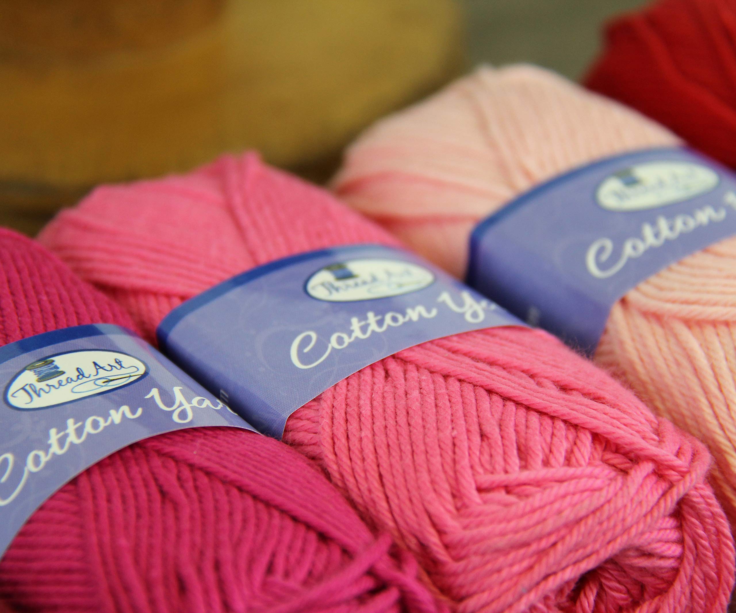 Threadart 100% Pure Cotton Crochet Yarn | 50 gram Skeins | Worsted Medium #4 Yarn | 85 yds per Skein | 30 Colors Available | Lt. Blue #3541