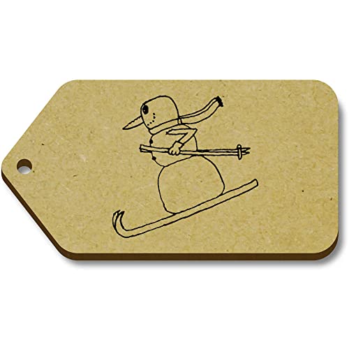 Azeeda 10 x 'Skiing Snowman' 66mm x 34mm Gift Tags (TG00110982)