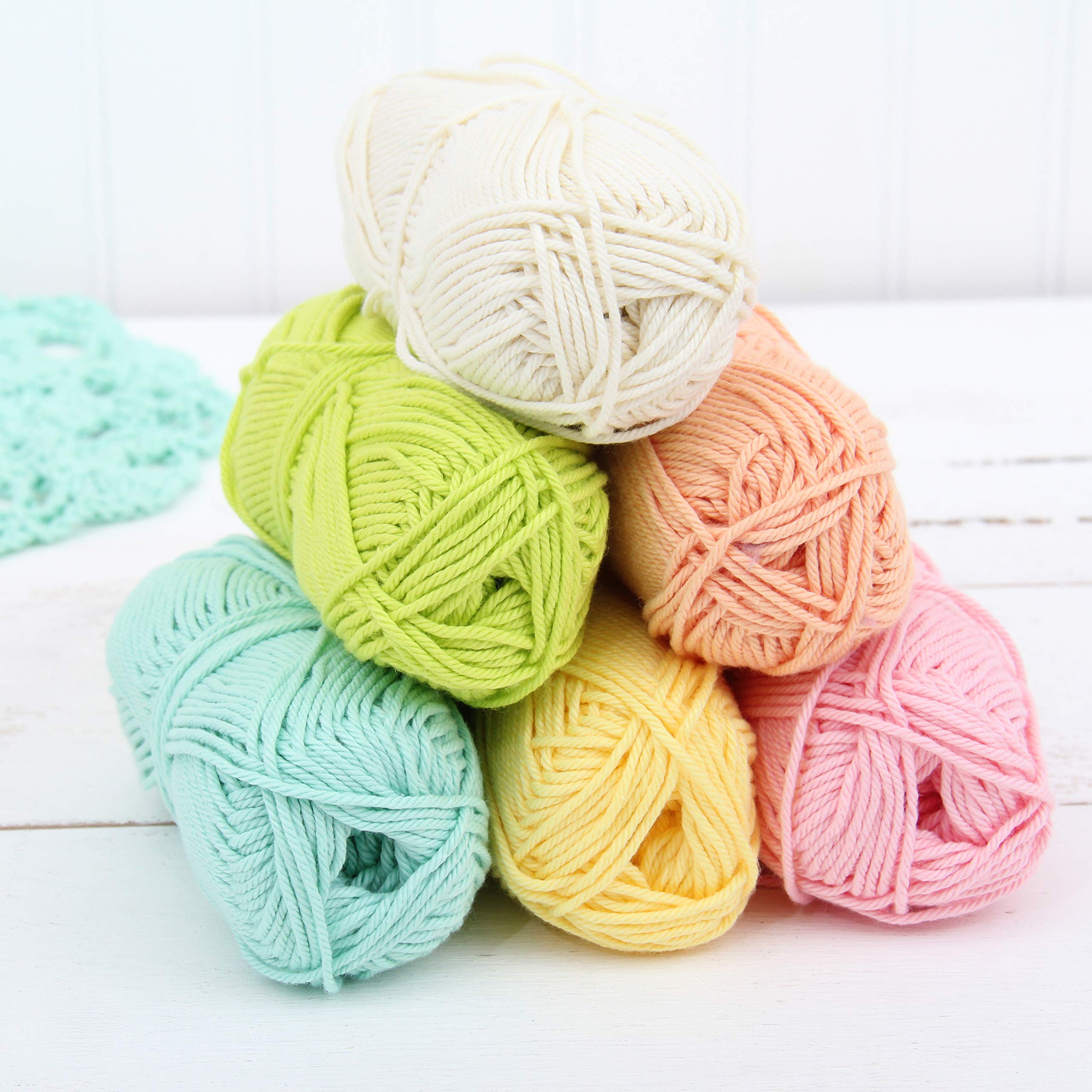 Threadart 100% Pure Cotton Crochet Yarn | 50 gram Skeins | Worsted Medium #4 Yarn | 85 yds per Skein | 30 Colors Available | Lt. Blue #3541
