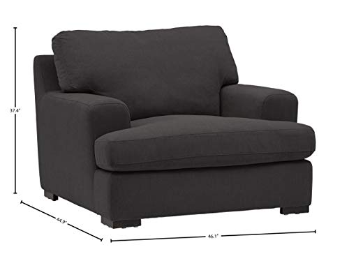 Amazon Brand - Stone & Beam Lauren Down-Filled Oversized Living Room Accent Armchair, 46"W Chair, Pepper