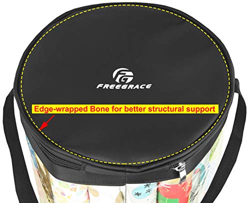 Freegrace Gift Wrap Organizer | Large 9" x 40.9" Wrapping Paper Rolls Storage Bag | Tearproof & Space Saving Under Bed Gift Bag Organization (Black)