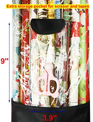 Freegrace Gift Wrap Organizer | Large 9" x 40.9" Wrapping Paper Rolls Storage Bag | Tearproof & Space Saving Under Bed Gift Bag Organization (Black)