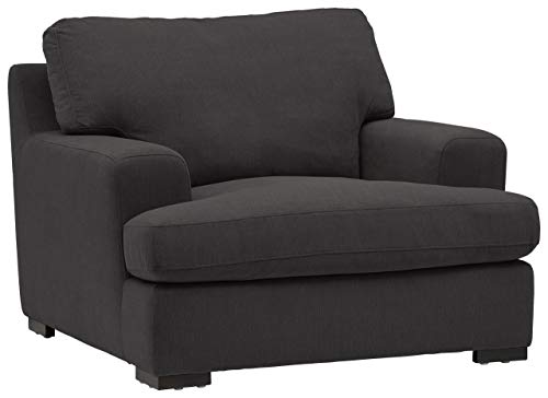 Amazon Brand - Stone & Beam Lauren Down-Filled Oversized Living Room Accent Armchair, 46"W Chair, Pepper