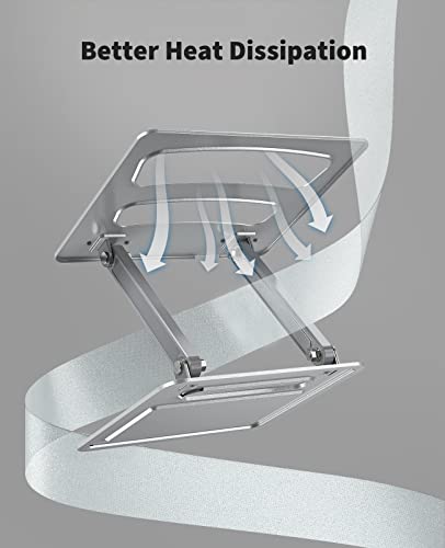 LORYERGO Adjustable Laptop Stand, Portable Laptop Riser for 17.3inch Laptops, Adjustment Laptop Stand for Desk, Portable Laptop Riser Holds Up to 17.6lbs Laptop Riser for Notebook - Sliver