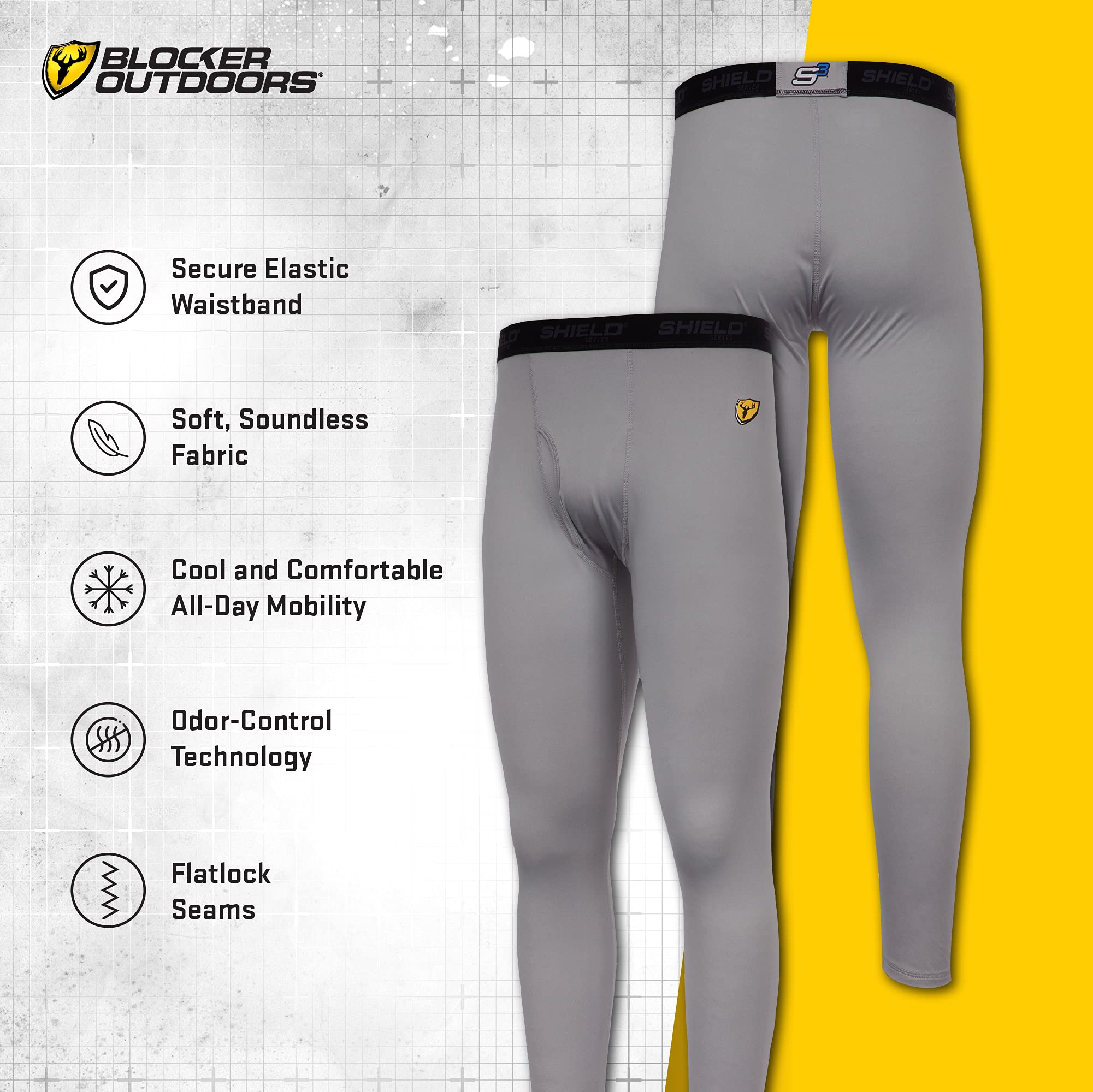 Scent Blocker Shield Series Koretec Tech Weight Pants for Men, Base Layers for Men - Light Grey (Large)