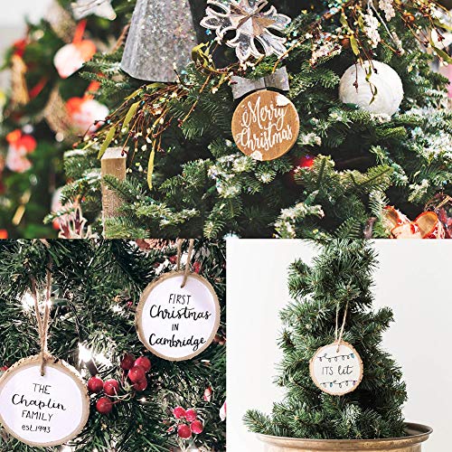 ATDAWN Natural Wood Slices with Holes, 30 Pcs Unfinished Wooden Circles, Craft Wood kit, Christmas Ornaments DIY Crafts (2.4"-2.8")