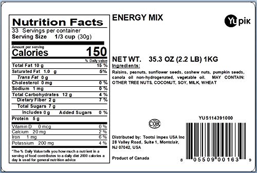 Yupik Energy Trail Mix, 2.2 lb, A mix of peanuts, cashews, sunflower seeds, and pumpkin seeds (Pack of 1)