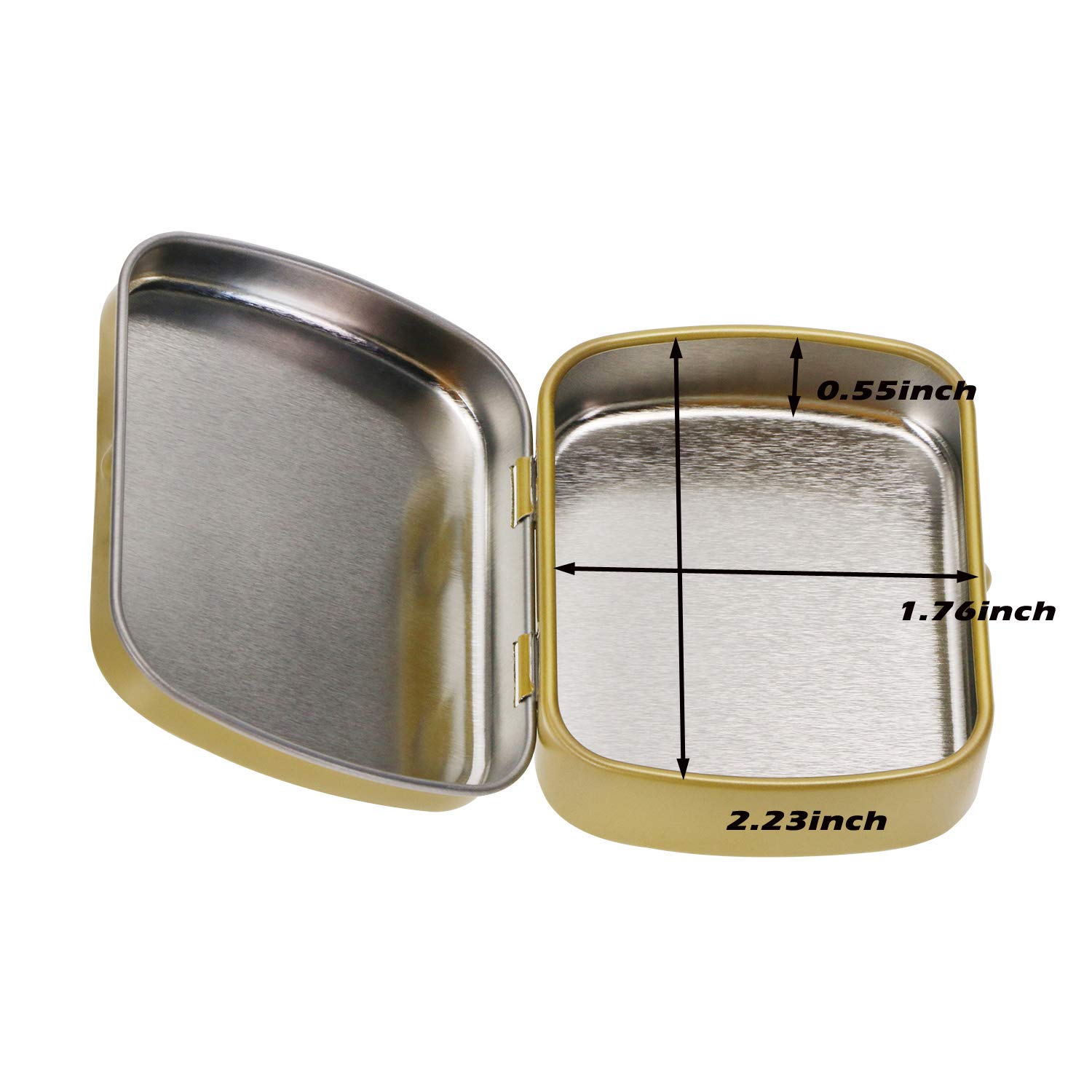 Mini Skater 4PCS Metal Hinged Tin Box Rectangular Empty Small Hinged Tins Containers Storage Case for Pills Candies and Bead Earring Necklace Bracelet Jewelry Craft, Golden