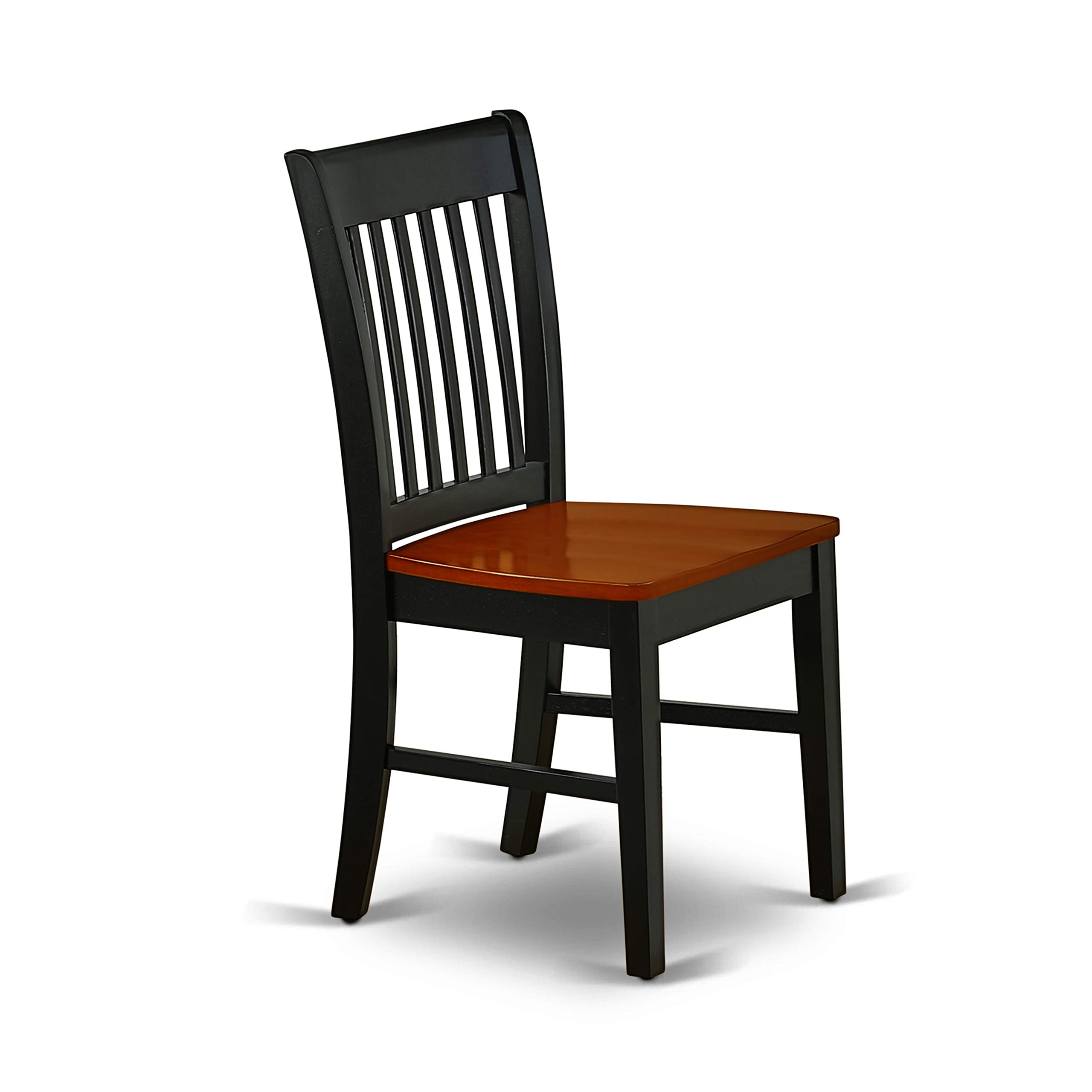 East West Furniture DLNO3-BCH-W 3 Piece Dining Room Table Set Contains a Round Dining Table with Dropleaf and 2 Wood Seat Chairs, 42x42 Inch, Black & Cherry