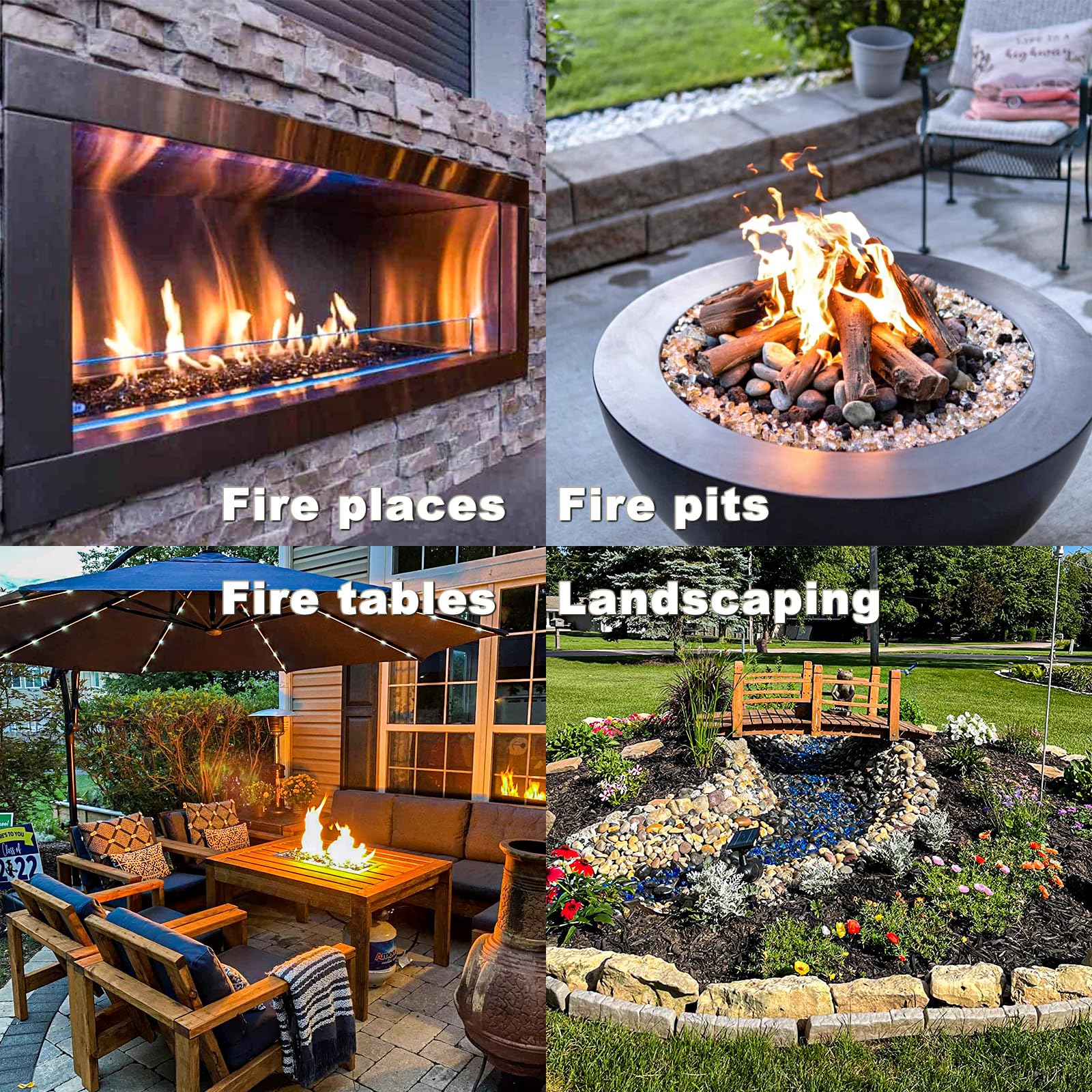 Hisencn Fire Glass 1/2 Inch - Onyx Black Reflective Tempered Fire Glass Rocks for Fire Pit, Outdoors and Indoors Natural or Propane Fireplaces, Fire Bowls Landscape Decoration, 10 Pounds
