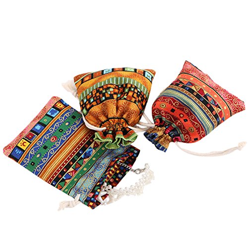 kilofly 12 pc Egyptian Jewelry Bag Aztec Print Drawstring Coin Purse Gift Pouch