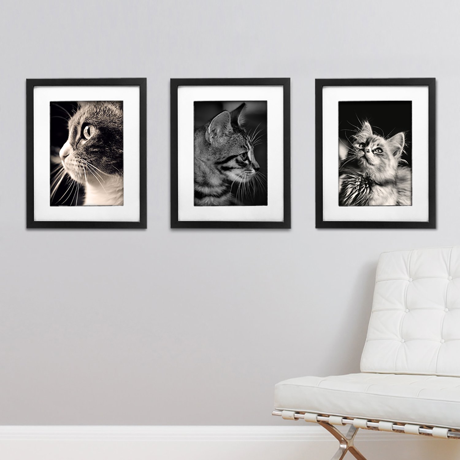 Betus 11x14 Picture Frame for Pictures 8x10 inch with Mat or 11x14 without Mat - Arts, Paintings and Pictures Display Frames - Wall Mounting Tools Included - Black