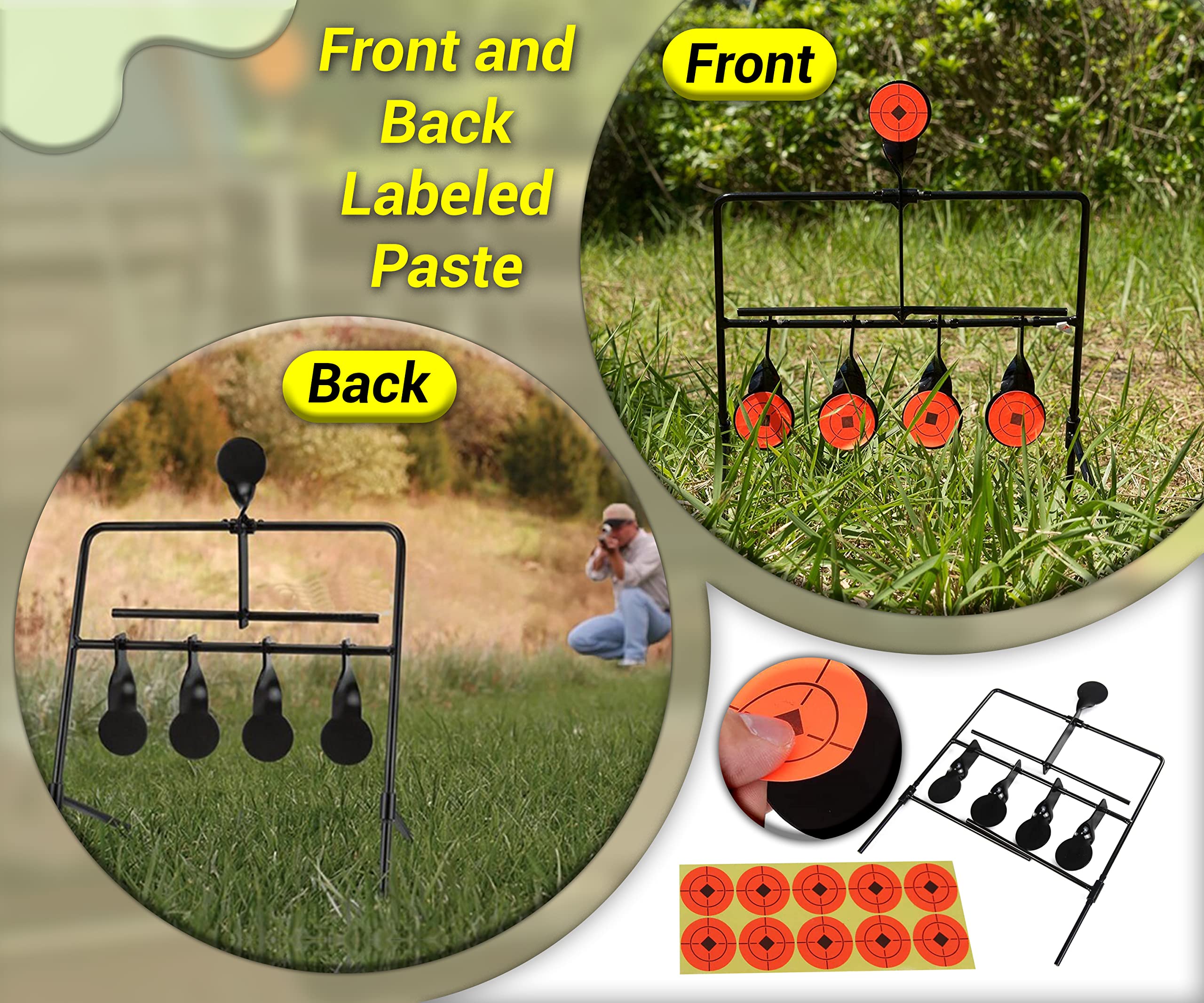ARSUK Self Resetting Air Rifle Airgun Target for Precision Shooting Practice, Airsoft BB Guns Target Heavy-Duty Metal Frame to Withstand Repeated Shots, Suitable for calibers .177 & .22 Pellets
